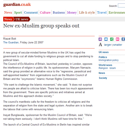 New Ex-Muslim group speaks out, The Guardian | Council of Ex-Muslims of ...